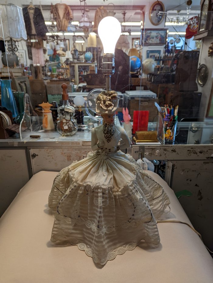 Chalkware Half Doll Lady Table Lamp - Antique Alley Movie Props