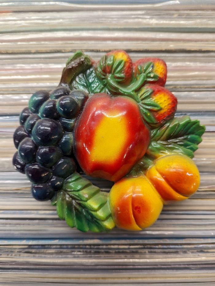 Chalkware Plaster Fruit Wall Plaque with Grapes, Peaches, and ...