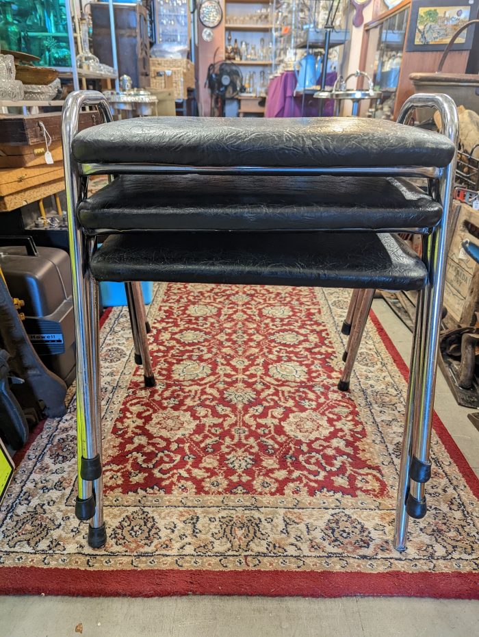 Retro Mid-century Modern Black Vinyl Stacking Stools - Antique Alley ...