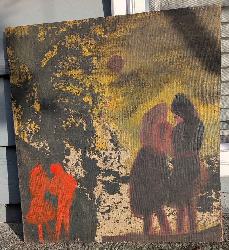 HAROLD HERBERT ELLIOTT (1890 - 1968) Lovers in Moonlight Oil Painting ...