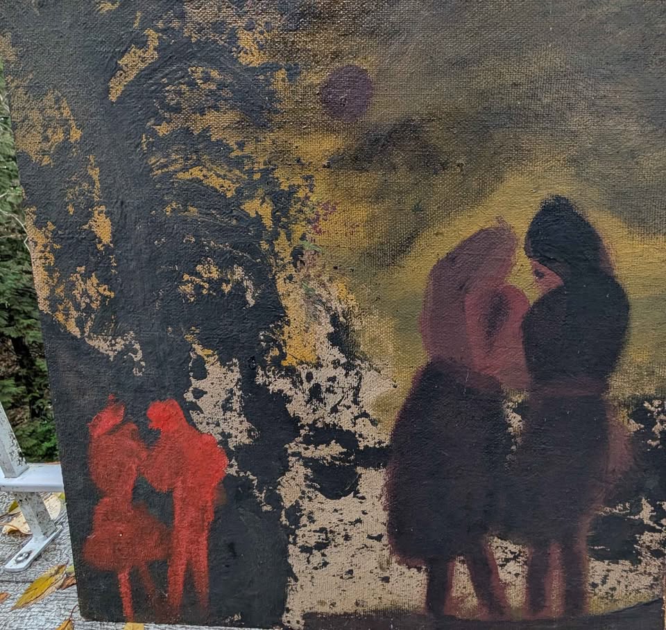 HAROLD HERBERT ELLIOTT (1890 - 1968) Lovers in Moonlight Oil Painting ...